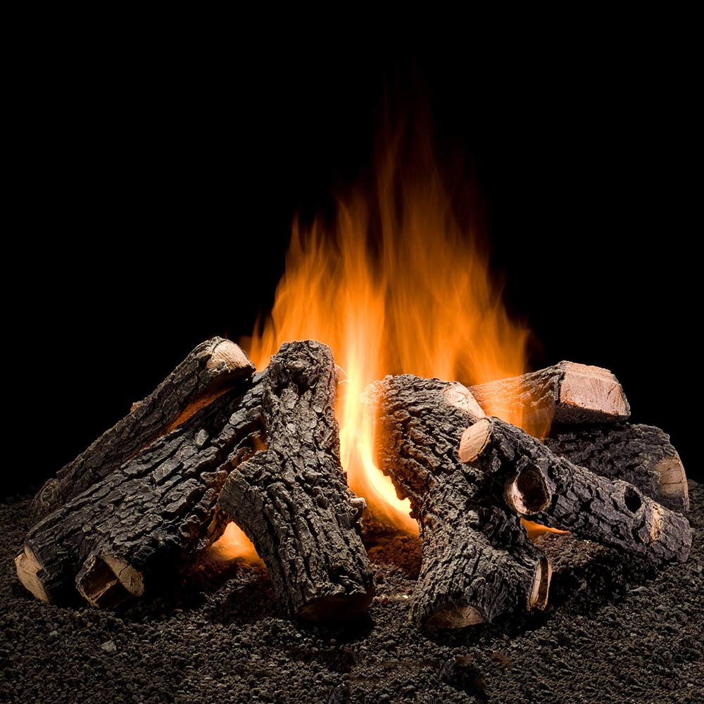 Hargrove Outdoor Wilderness Oak 30-Inch Gas Log Fire Pit Stack Set with ...