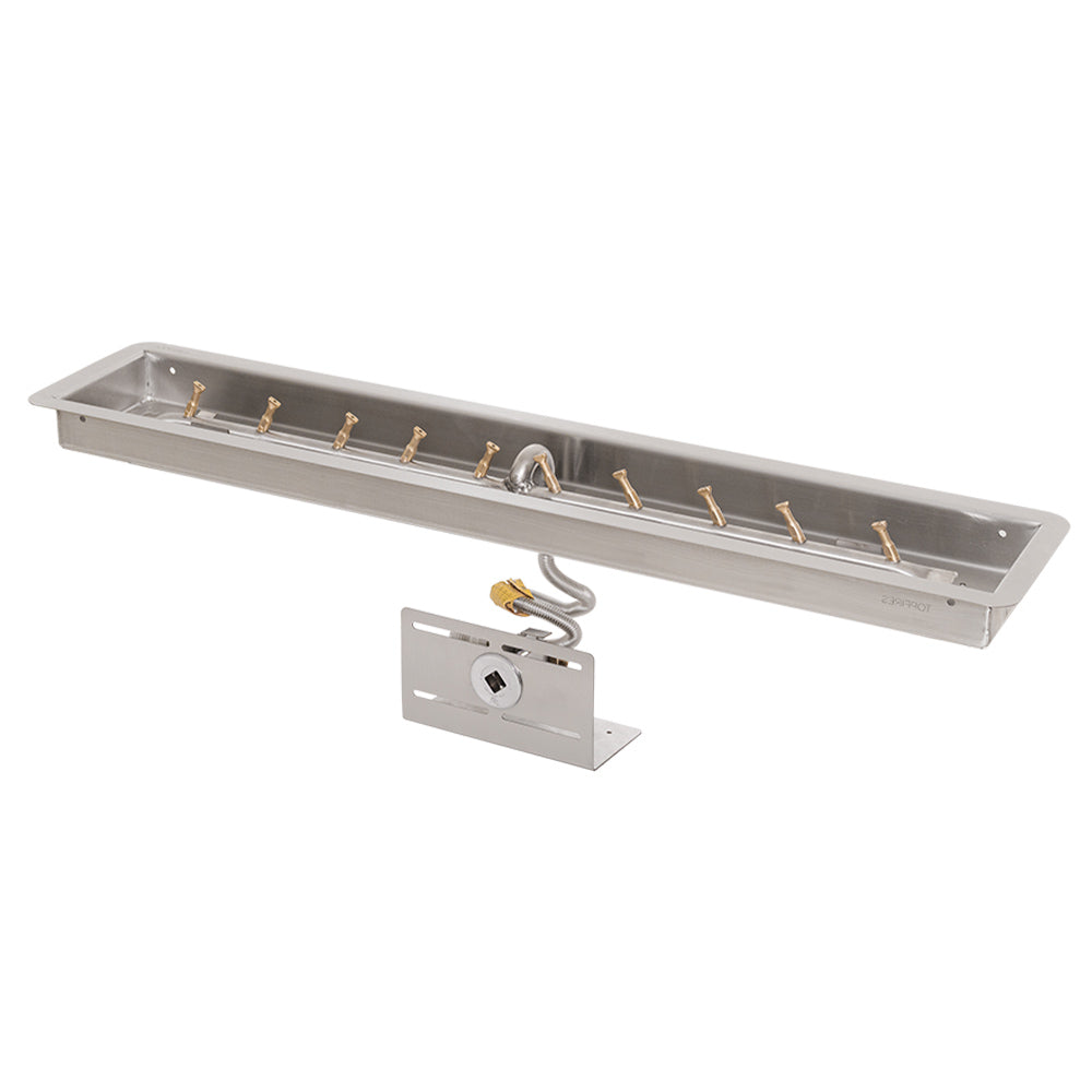 The Outdoor Plus Stainless Steel Linear Bullet Match Light Gas Fire Pit ...