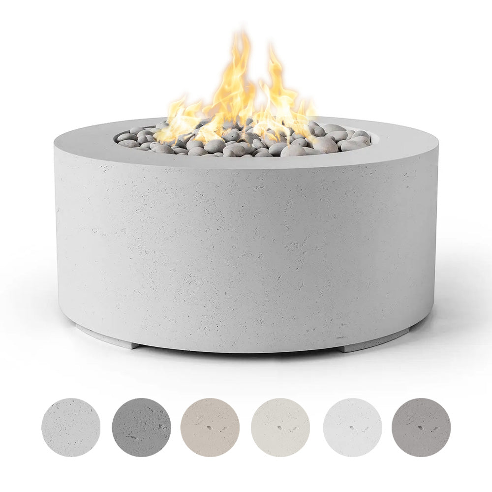 HPC Fire Dekko Belmont Round Lightweight Concrete Gas Fire Pit, 36-Inc ...
